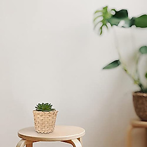 Zerodeko 10PCS Miniature Artifical Wood Woven Baskets, Mini Woven Baskets Without Handles for Home Office Table Party Favors Crafts Decoration