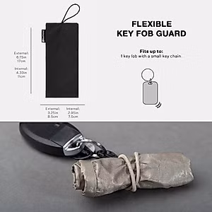 SLNT Flexible Key Fob Guard with Silent Pocket - Car Anti Theft Device Shields Against All Signal Types, Includes RFID, NFC Blocking & Faraday Bag - Fits Most Keyfobs, Portable & Attaches to Keychain