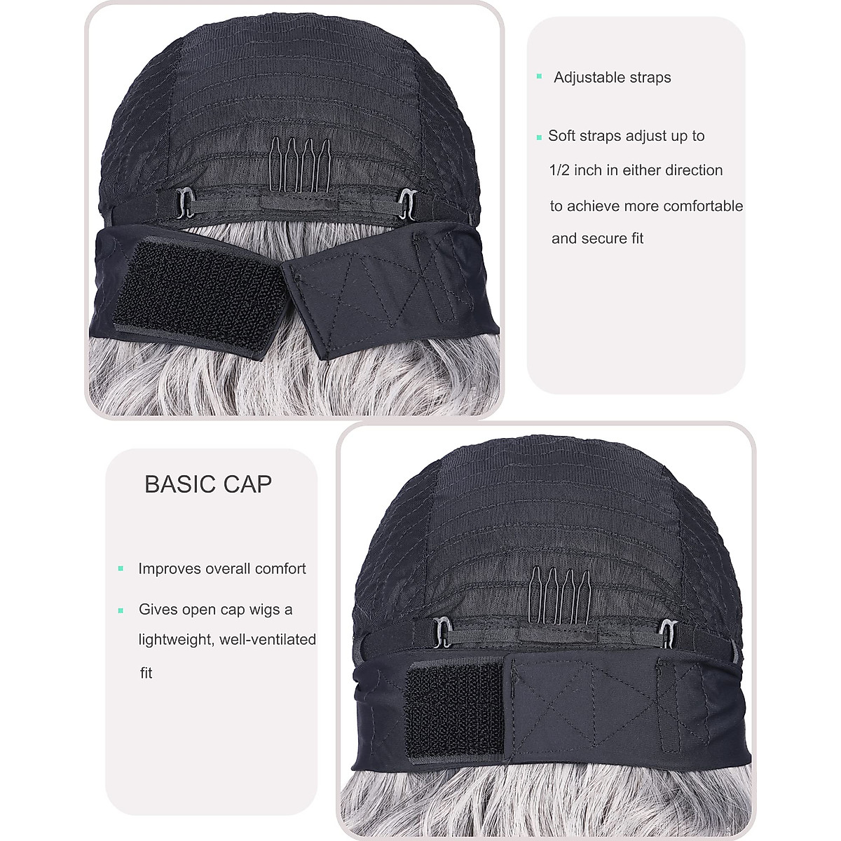 SYMEIW Silver Grey Wavy Headband Wig For Black Women Curly Half Wigs With Headband Attached Synthetic Wrap Wigs Turban Wigs For Women(Gray)…