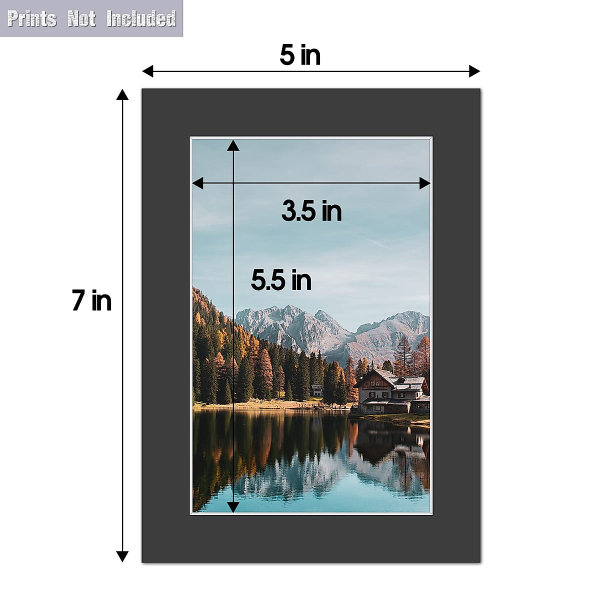 Golden State Art, Acid Free, Pack of 100, 5x7 Black Picture Mats Mattes for 4x6 Photos - White Core Bevel Cut
