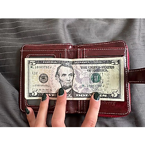 GGOOB Small Wallet for Women Zip Bifold Vintage Wallet Goth Purse Mini Leather Cash Wallets with Zipper Coin Pocket (Black,Small)