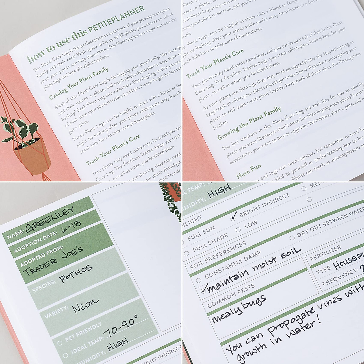 Erin Condren Plant Log Journal Petite Planner. Water and Fertilization Tracker, Propagation Logs, Notes Sections and More. For Indoor and Outdoor Plant Care. Portable Petite Planner