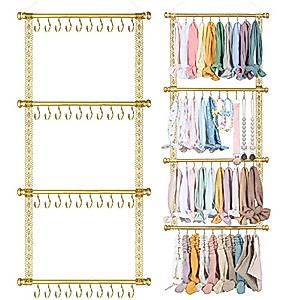 POVETIRE Headband Holder Organizer for Baby Girl,Gold Baby Headbands Hair Accessories Organizer Storage Wall Hanging Decor for Nursery Toddler Girls Room