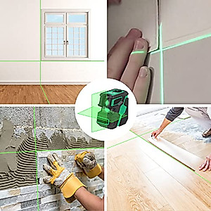 Laser Level Self Leveling, 2D Green Cross Line for Construction and Wallpaper/Flooring/Cabinet Installation, Rechargeable Li-ion battery, Magnetic Pivoting Base, Remote Controller by Excited Work