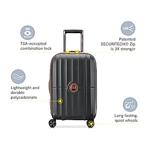DELSEY PARIS St. Tropez Hardside Expandable Luggage with Spinner Wheels, Black, Carry-on 21 Inch