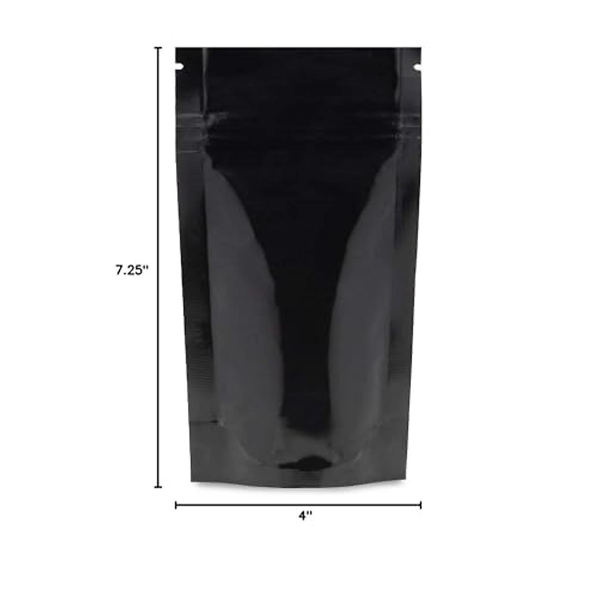100 Pack 1/4 oz Black Child Resistant 4"x7.25"x2" Stand Up Pouch Smell Proof Bags