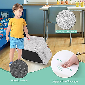 ACRABROS Kids Couch Toddler Chair: Sofa Bed Fold Out for Girls Boys Grey