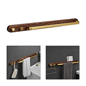 Bathroom Towel Holder Wood Towel Bar with Metal Rod Wall Mounted Towel Rack Multifunctional Bathroom Accessory No Towel Rack Stand