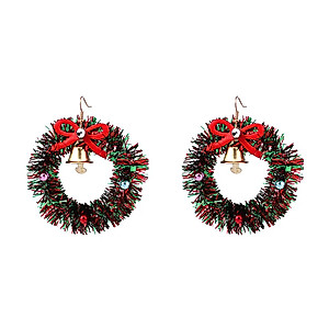 Christmas Garland Drop Earrings Christmas tree Dangle Earrings for Women Reindeer Santa Light Ball Earrings Christmas Holiday Gift for Girls-Garland A