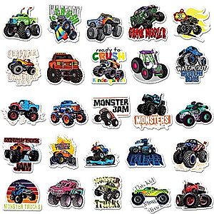 DULEFUN 50PCS Monster Truck Stickers, Truck Car Stickers for kids, Car Stickers Waterproof for Water Bottles Skateboard Car Bike Phone Case Laptop Suitcase, Monster Truck Gifts for Girls Boys Party Gifts, Monster Truck Party Favors