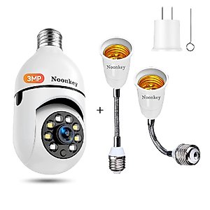 Noonkey 2K Home Security Camera & 7.5 Inch Socket Extender