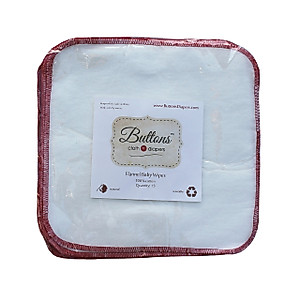 Buttons Flannel Baby Reusable Washable Natural Unbleached Wipes - 15 Pack