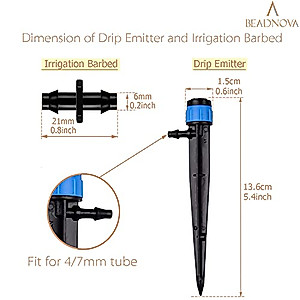 BEADNOVA Drip Irrigation Spray Emitters 50pcs Drip Emitters for 1/4 Inch with Straight Coupling Full Circle Micro Sprinkler Adjustable Irrigation Drippers for Drip Irrigation Parts Garden Patio Lawn