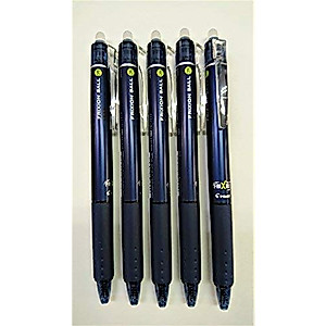 Pilot FriXion Ball Knock Retractable Erasable Gel Ink Pens, Extra Fine Point 0.5mm, Blue Black Ink, Pack of 5