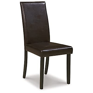 Signature Design by Ashley Kimonte Modern Faux Leather Upholstered Armless Dining Chair, 2 Count, Dark Brown