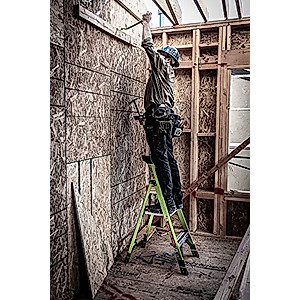 Little Giant Ladders, MightyLite, M4, 4 ft Stepladder, Ground Cue, Fiberglass, Type IAA, 375 lbs weight rating, Green, (15384-001)