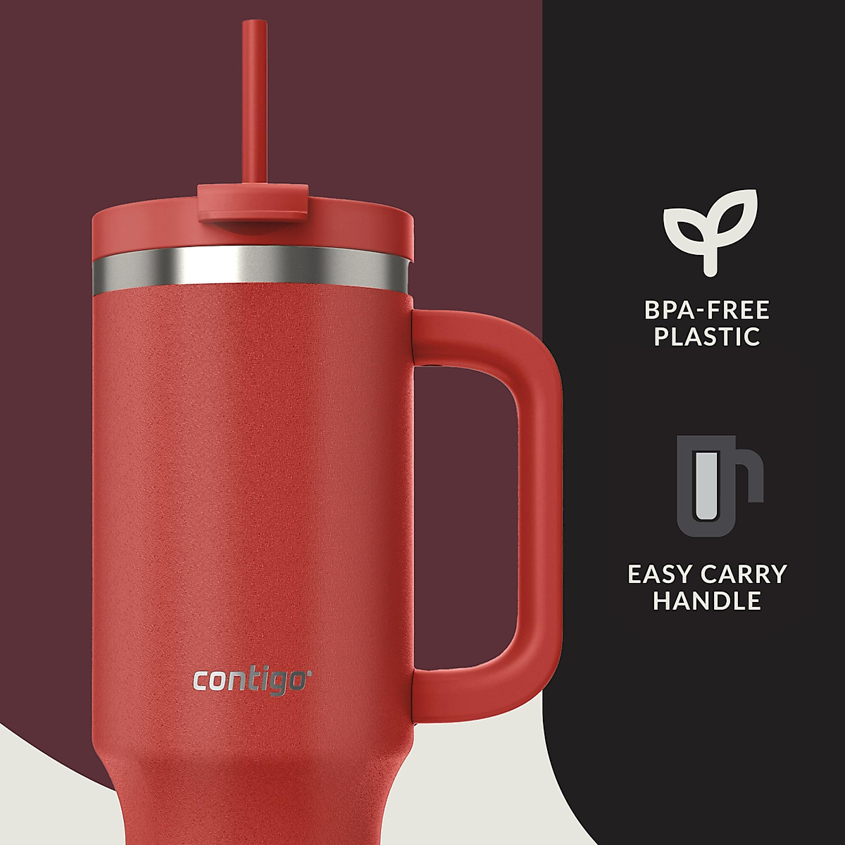Contigo Streeterville 40oz Tumbler, Stainless Steel Vacuum Insulated, Leak-Proof, Cold for 29 Hours,Goji Berry
