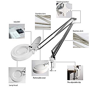 Gynnx LED Magnifying Lamp with Clamp, 10X Magnifier 4200 Lumens,5 Inch Magnifier Glass Lens, 120 PCS LEDs,Adjustable Stainless Steel Lamp Arm for Reading,Craft,Knitting,Desktop Office Workbench MY1