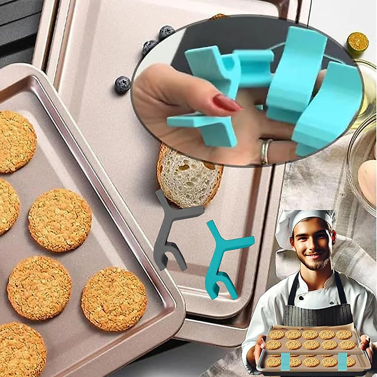 24pcs Baking Sheet Stackers, Baking Sheet Stacking Clips, Cookie Sheet Stacker, Cookie Sheet Stacking Clips, Baking Sheet Stackers Cookie Sheet Pan/Dividers Separators (4, Black)