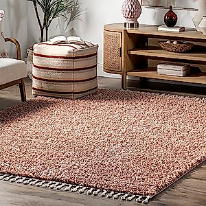 nuLOOM Neva Modern Tasseled Shag Area Rug, 8x11, Pink