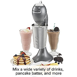 Hamilton Beach Pro Retro Die-Cast Mixer for Milkshakes, Soda Fountain Drinks, Protein Shakes, Whipping Omelets and Pancake Batter, 28 Oz Cup (65120), Gray