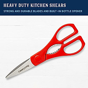 Country Living 20-Piece Kitchen Knife Quality Stainless-Steel Blades with Guards, Complete Set includes Knives, Shears, Acacia Cutting Board and Flexible Chopping Mats, Blue