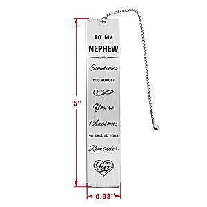 Jzxwan Nephew Gifts from Auntie Aunt，Personalized Birthday Graduation Gifts for My Nephew, Sometimes You Forget You're Awesome Bookmark for Nephew, I Love My Nephew Present