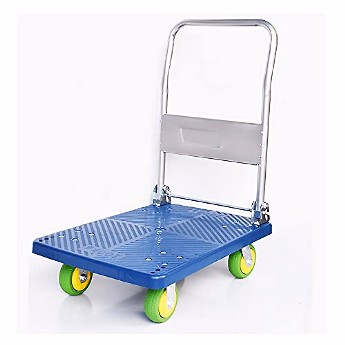 Generic Hand Truck Platform Truck Large Folding Push Cart with Metal Handle and 4 Wheels for Home Bookstore Moving Trolley 660lbs Weight Capacity Folding Cart (Size : 6inchwheels-Green)