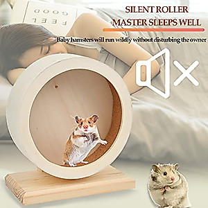 SB Goods Wooden Hamster Exercise Wheel, Silent Wooden Small Pets Exercise Wheel Silent Hamster Running Wheel for Hamsters Gerbil Mice Guinea Pigs and Other Small Pets