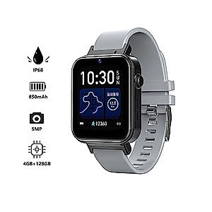 ZUONU Air 4G LTE Smart Watch Phone GPS 4GB 128GB HD Camera 5MP Men Face ID WiFi Android 9.1 IP68 Waterproof Smartwatch (Color : A, Size : 4GB with 128G)