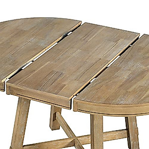 Lifeand Farmhouse Round Extendable Dining 16" Leaf Kitchen Table (Natural Wood Wash)