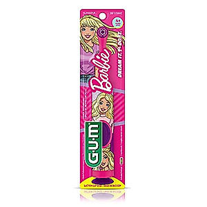 GUM Barbie Kids Power Electric Toothbrush with Suction Cup Base for Home or Travel Oral Health and Dental Plaque Removal, Ages 3+, Pack of All 4