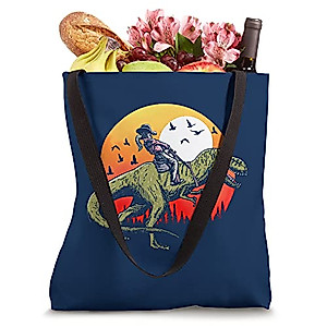 Cowgirl Rodeo Riding T-Rex Dinosaur Retro Tyrannosaurus Tote Bag