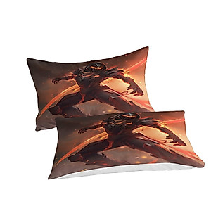 EVMILA Flame Ninjas Comforter Covers Quilt Cover 3D Print Dazzle Duvet Cover for Boys Girls with Pillow Cases with Zipper Closure Soft Microfiber Bedding Set 3 Pieces Twin（173x218cm）