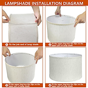 TOOTOO STAR Brown Drum Lamp Shade 13.25"x14.25"x9" inches Assembly Required Natural Linen Lampshade for Table Lamp,Bedside Lamp,Floor Lamp