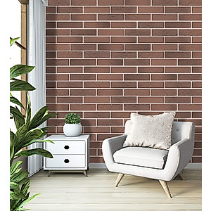 TORURAL 100 Vintage Brown/Red Faux Brick Wall Tiles, 3D Thin Brick Veneers for Bedroom, Bathroom, Kitchen, Fireplace and Fence Wall Panels (14.2 sq ft)