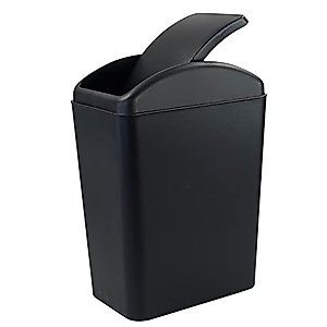 Qskely 4.5 Gallon Plastic Swing-Top Trash Can, Garbage Can with Swing Lid, Balck