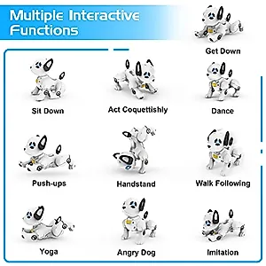 Remote Control Robot Dog Toy, Programmable Smart Interactive Robotic Pets, RC Stunt Robot Toys Dog Imitates Animals Music Dancing Handstand Push-up Follow Functions for Kids Boys Girls