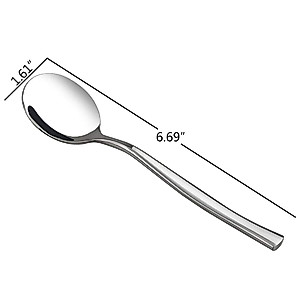 Idotry Round Soup Spoon, Stainless Steel Bouillon Spoon, Set of 12