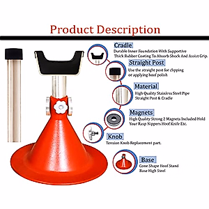 AAProTools Standard Horse Size Hoof Farrier Stand - Red + Hoof Knife