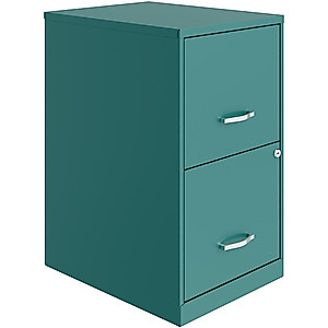 Hirsh Industries Space Solutions 18in 2 Drawer Metal File Cabinet Teal, Letter Size, Fully Assembled