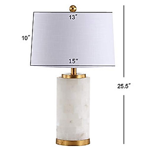 JONATHAN Y JYL6203A Eliza 25.5" Alabaster LED Table Lamp Coastal Contemporary Bedside Desk Nightstand Lamp for Bedroom Living Room Office College Bookcase LED Bulb Included, White/Gold Leaf