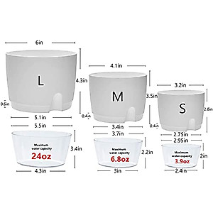 JFMAMJ Self Watering Planters, 5 Pack 6/4.1/3.2 Inch Self Watering Pots for Indoor Plants Wicking Pots, Modern Decorative Planter Pot for House Plants, Aloe, Herbs, African Violets, Succulents