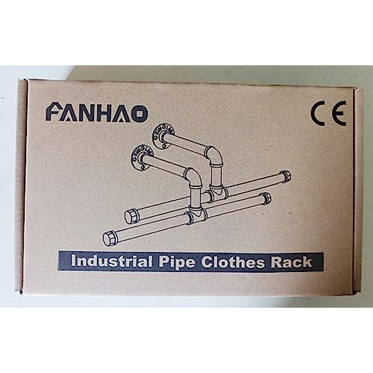 FANHAO Industrial Pipe Clothes Rack, Heavy Duty Rustic Detachable Wall Mounted Clothing Rack Black Iron Garment Bar, Multi-purpose Hanging Rod for Closet Storage, 2 Pack