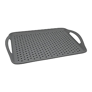 ChopMaster Rectangular Anti Slip Serving Tray with Handle (Large, Grey)