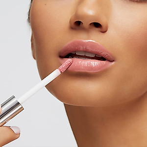 Woosh Beauty, Spin-On Lip Gloss, Hydrating Hyaluronic Acid & Shea Butter, No Fine Lines, Shine Finish, Vegan & Cruelty-Free, (Beige Natural)