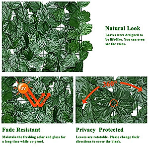 iCover 59 * 98in Artificial Ivy Privacy Fence Screen, Green Maple Leaf Strengthened Joint Prevent Leaves Falling Off, Faux Hedge Panels Greenery Vines, Decorative Fence for Outdoor, Garden