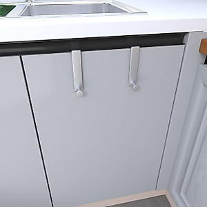 Qflushor Over The Cabinet Door Hooks, Towel Hanger for Bathroom, Cupboard, Kitchen Towel Hook Over Cabinet Door, Over Cabinet Towel Hook Kitchen, Silver 2 Pack