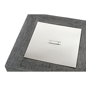 AMS Creations | Albany Square Natural Gas Outdoor Fire Pit Table | Concrete GFRC Fire Pit Table | with SS Burner, Canvas Cover, SS Lid, Lava Rock, and Wind Guard Included (Fuel Type: Natural Gas)