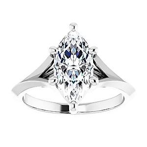 10K Solid White Gold Handmade Engagement Rings 2.0 CT Marquise Cut Moissanite Diamond Solitaire Wedding/Bridal Ring Set for Womens/Her Propose Ring (6)
